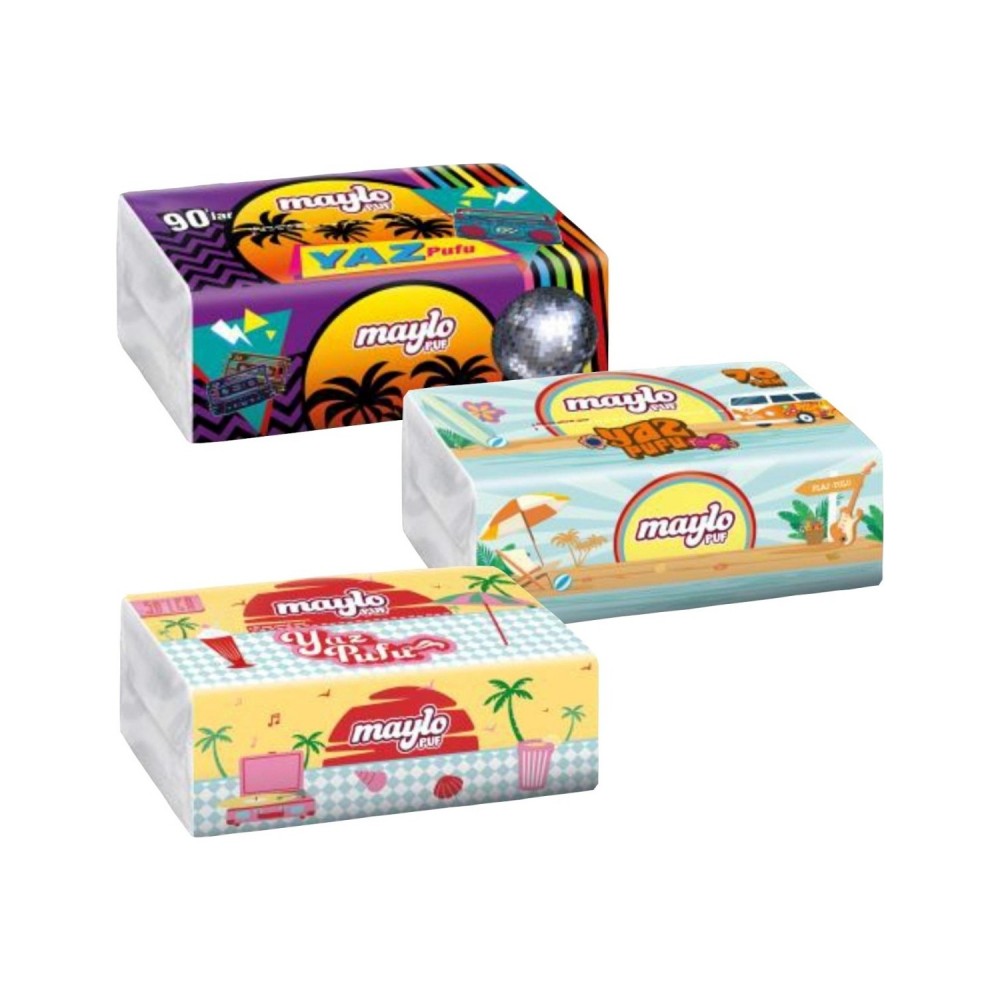 Maylo Puf Mendil (3 Katlı) Karma 150 Li Pk (Yaz Pufu Serisi 50 Ler/ 70 ...